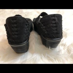 bernie mev. | Shoes | Bernie Mev Black Woven Peep Toe Mary Jane Wedge ...